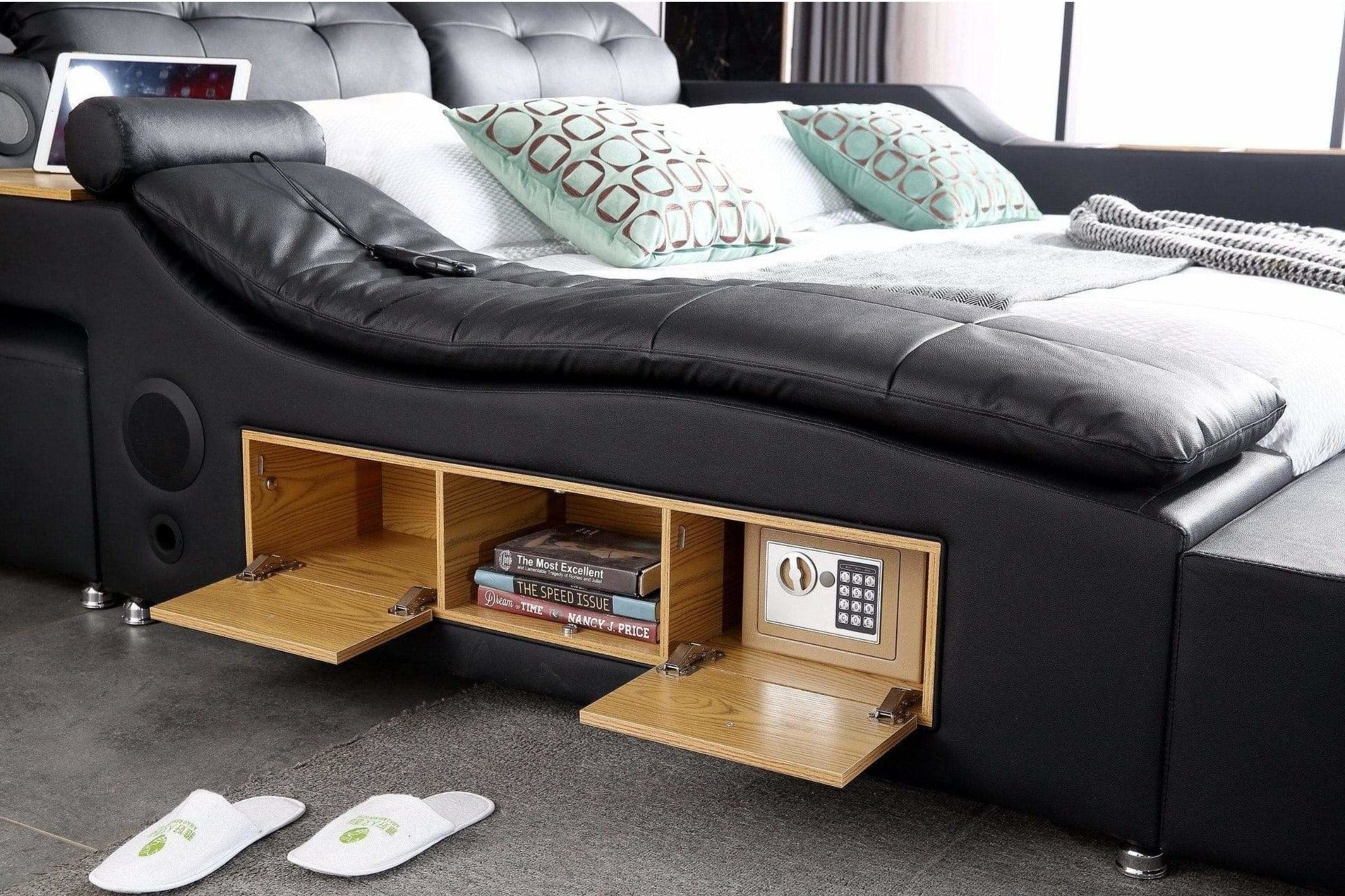 Albi Leather King Size Black Bed – Albi Furniture